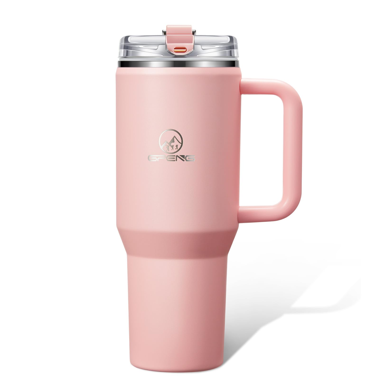 Gpeng 30/40/50 oz Tumbler with Handle, Water Bottles with Straw Lid, Insulated Stainless Steel Travel Mug Cup Holder Friendly, Keep Drinks Cold or Hot for Hours
