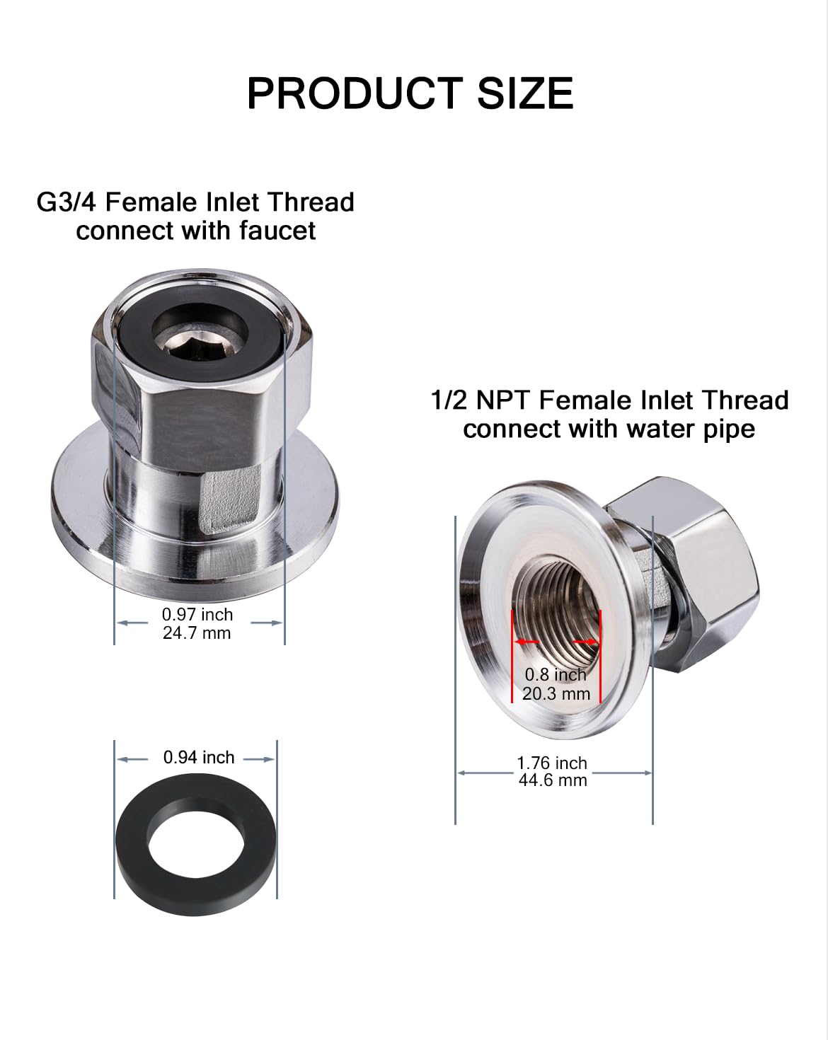 Commercial Sink Coupler Replace Commercial Faucet Parts Adjustable 1/2" NPT Female Eccentric Flange Inlet Brass fit 8" Center Wall Mount Faucets (2 Pcs)