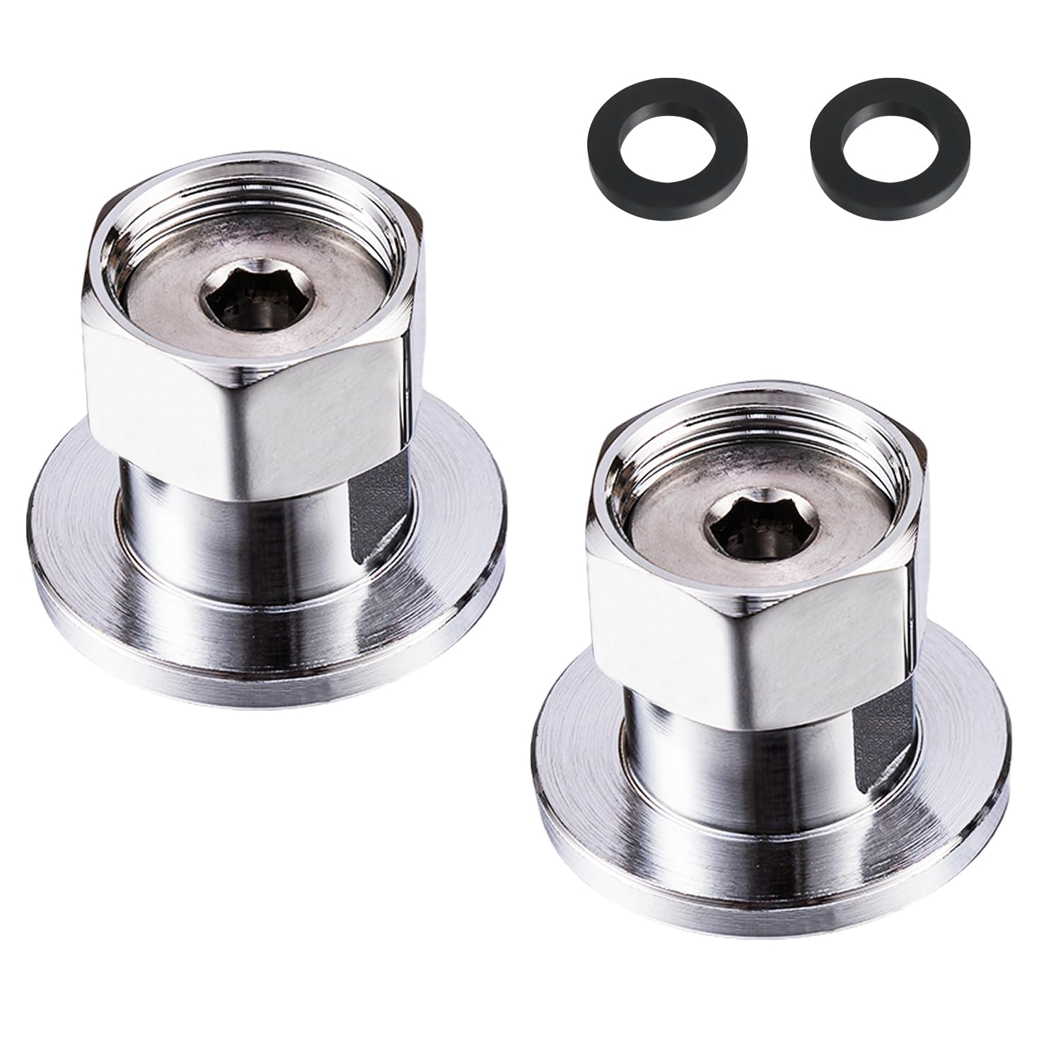 Commercial Sink Coupler Replace Commercial Faucet Parts Adjustable 1/2" NPT Female Eccentric Flange Inlet Brass fit 8" Center Wall Mount Faucets (2 Pcs)