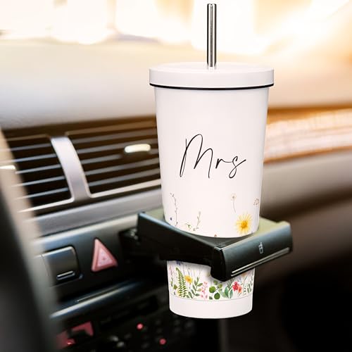 Crisky Wildflower Mrs Gifs Bride Cup for Wedding Engagement Bridal Shower Stainless Insulated Tumbler with Lid & Box 26 OZ