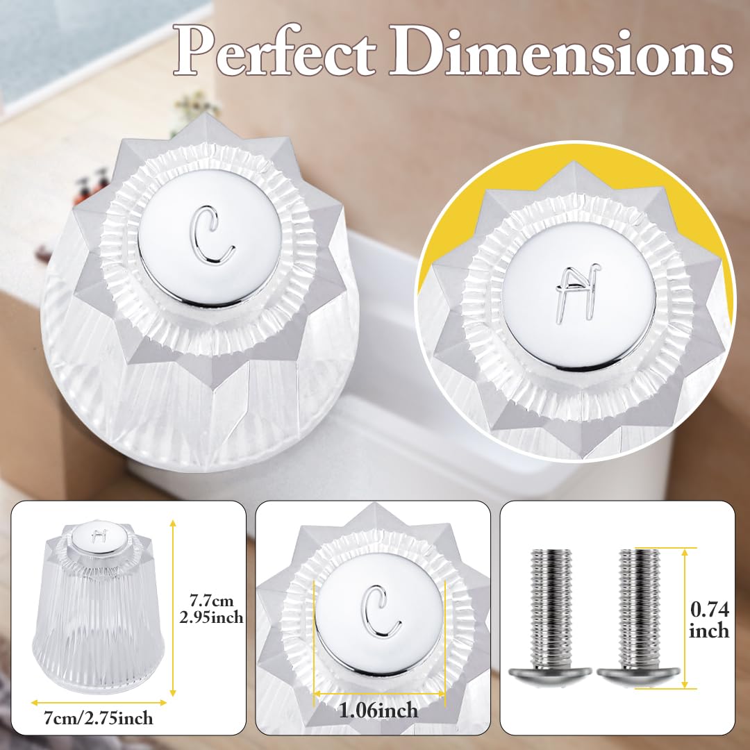 Shower Handle Replacement Compatible with Price Pfister Contessa and Windsor Bathtub Faucet Handles and Shower Handles Hot and Cold, Shower Knobs 2 Piece Replacement Part