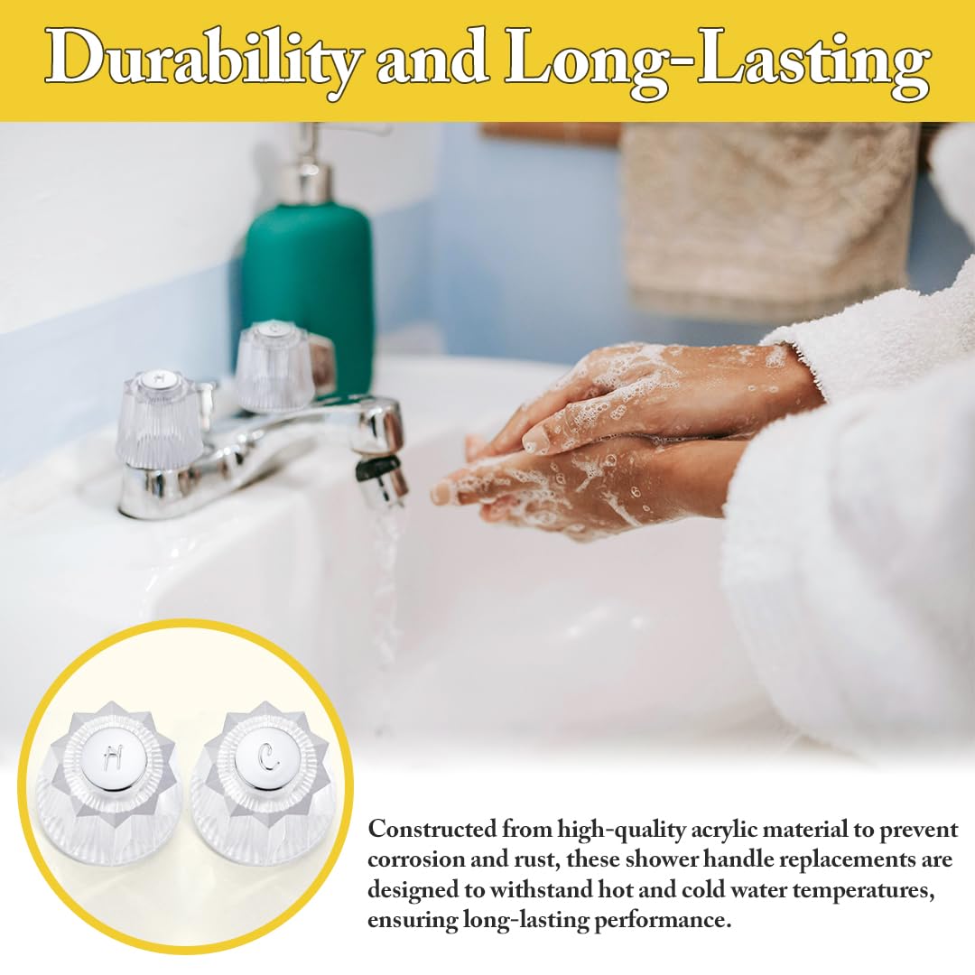 Shower Handle Replacement Compatible with Price Pfister Contessa and Windsor Bathtub Faucet Handles and Shower Handles Hot and Cold, Shower Knobs 2 Piece Replacement Part