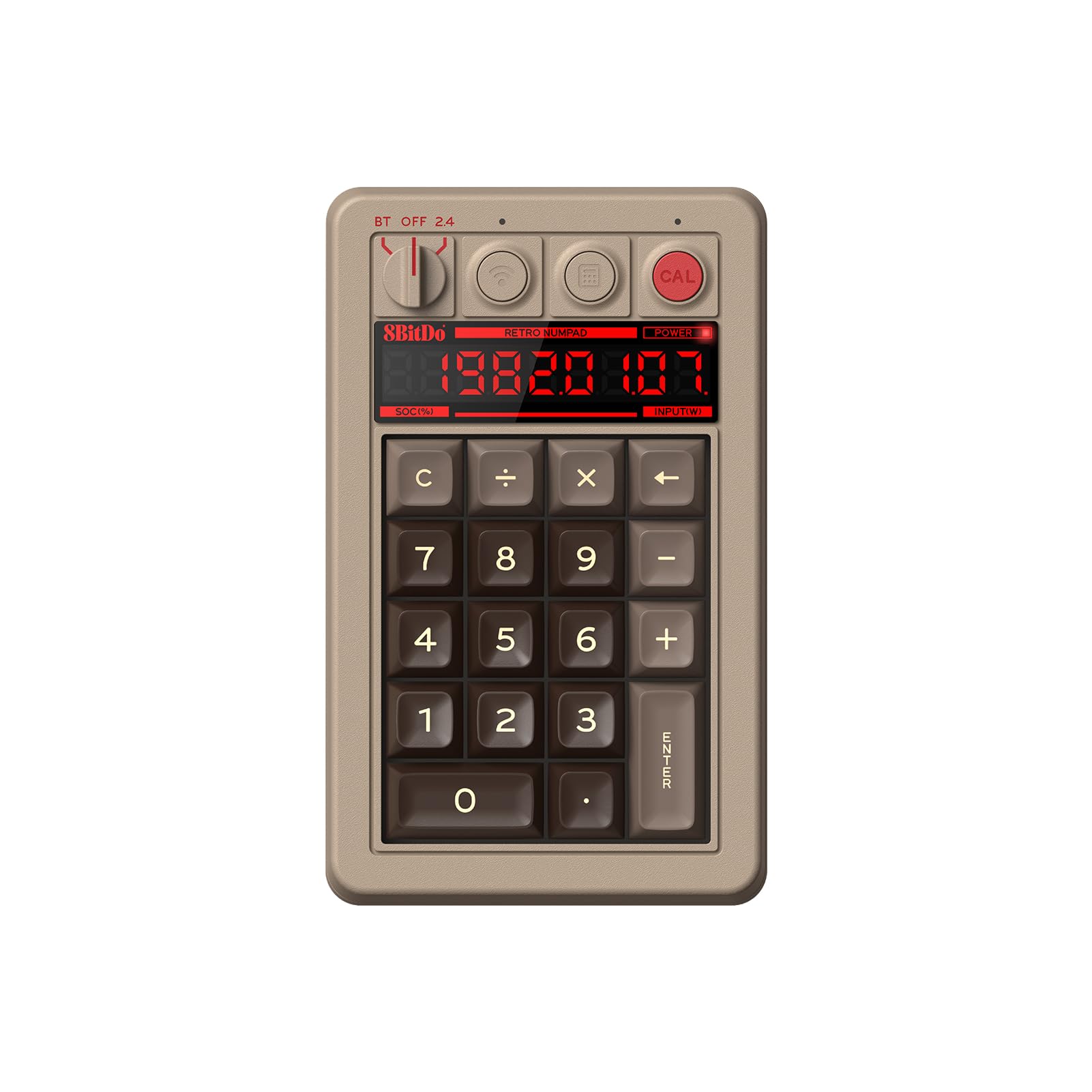 8Bitdo 18 Key Retro Mechanical Numpad, Supports PC & Standard Calculator Mode, Hot-swappable, PC Calculator Shortcut Button, Bluetooth/2.4G/Wired for Windows and Android - C64 Edition