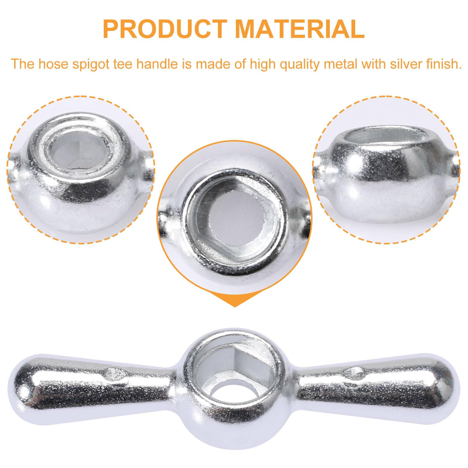 VIDABTE PP20617 Replacement Tee Handle with Square Broach in Chrome,Outdoor Faucet Handle Tee Handle,Metal Outside Faucet Hose Bibb Tee Handle,Square Broach (2 pcs)