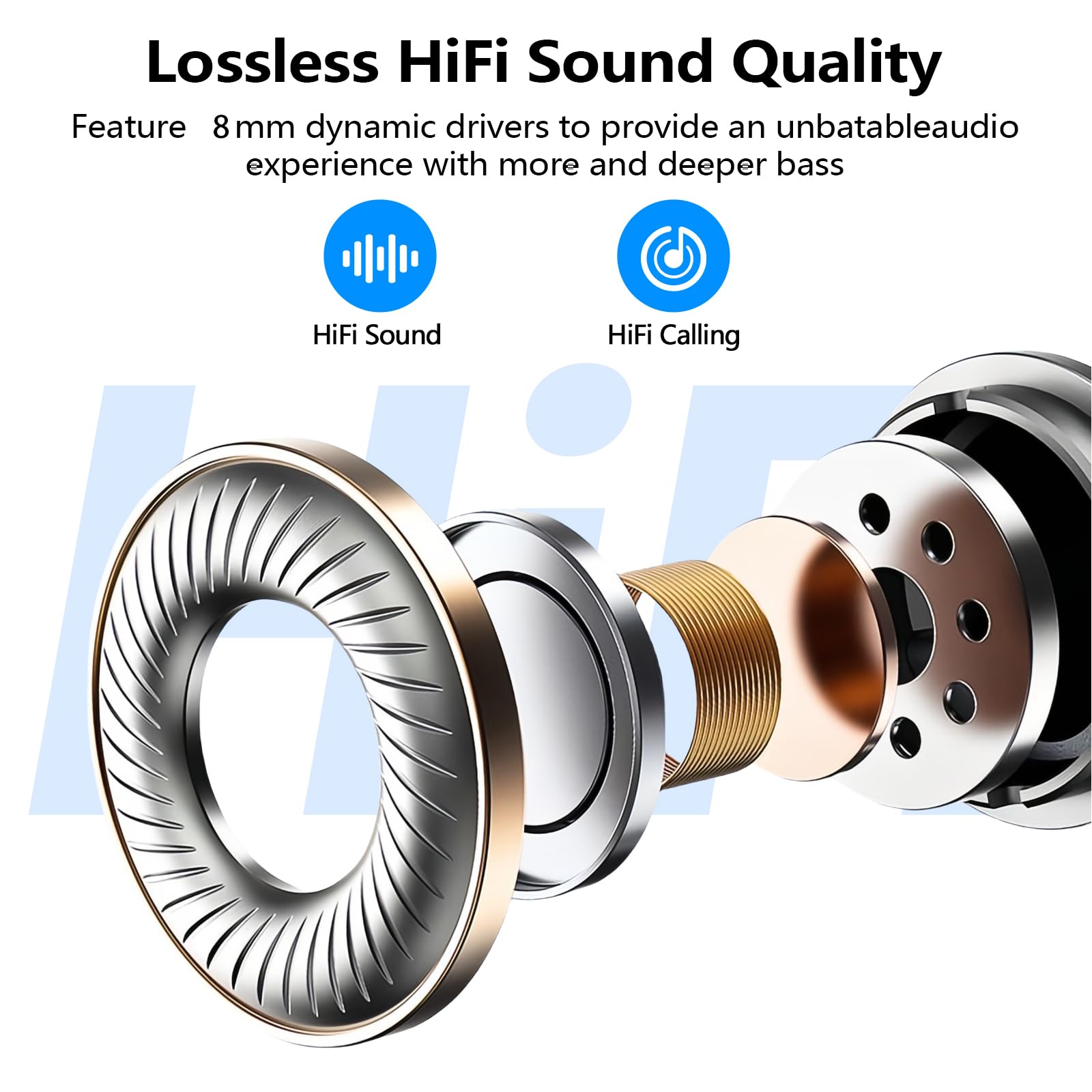 kurdene Wireless Earbuds Bluetooth 5.3 in Ear Buds Light Weight Headphones,Deep Bass Sound,Built in Mics Headset,Clear Calls Earphones for Sports Workout