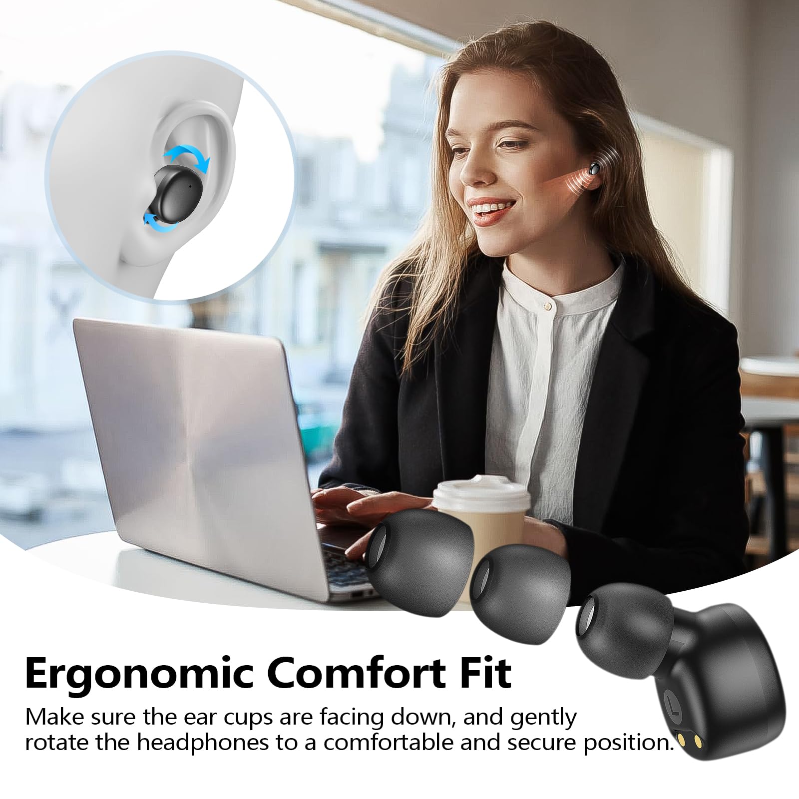 kurdene Wireless Earbuds Bluetooth 5.3 in Ear Buds Light Weight Headphones,Deep Bass Sound,Built in Mics Headset,Clear Calls Earphones for Sports Workout