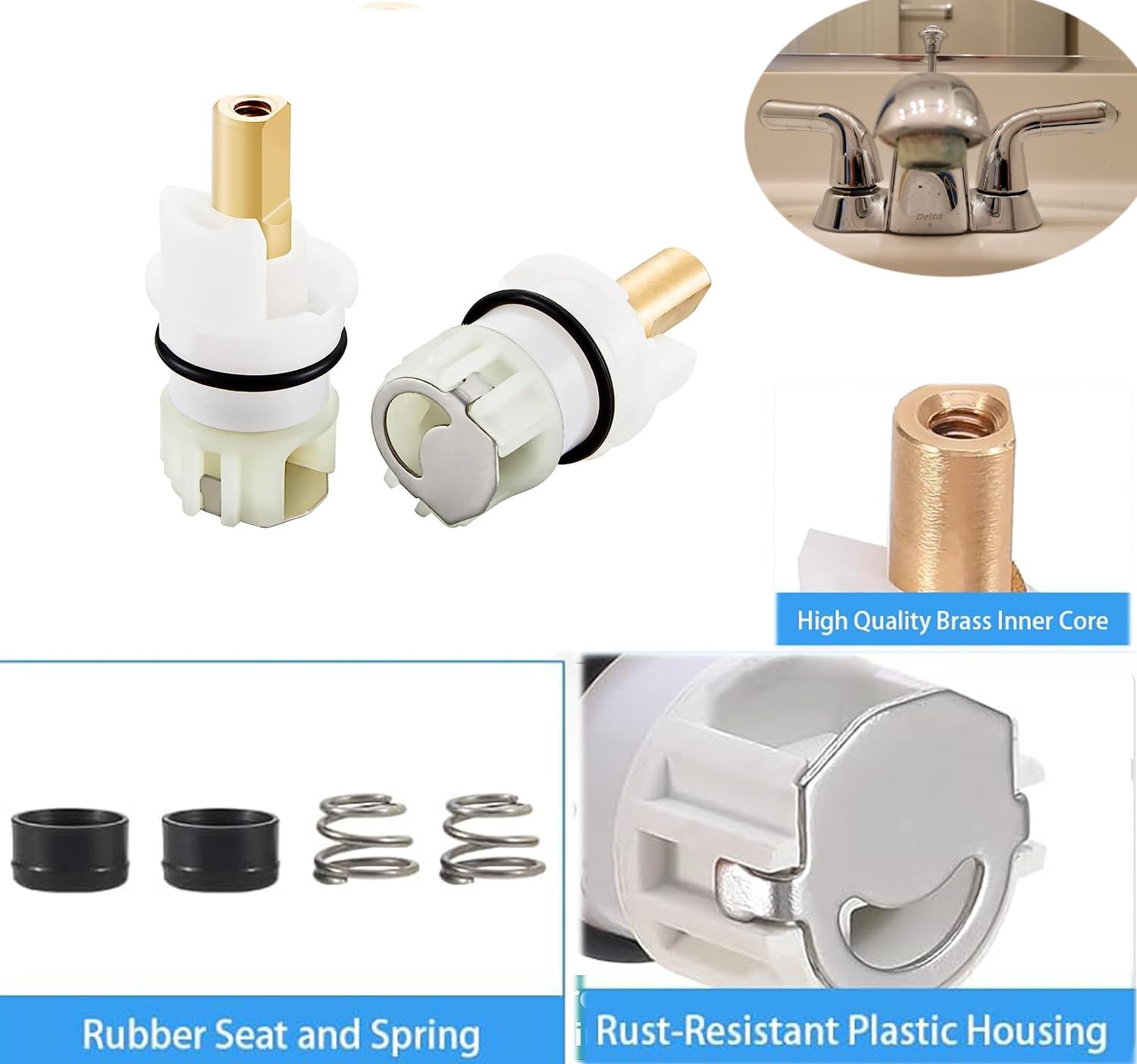 RP25513 Faucet Stem Replacement Kit for Compatible with Delta Faucet, with RP4993 Seats and Springs,2 Pack
