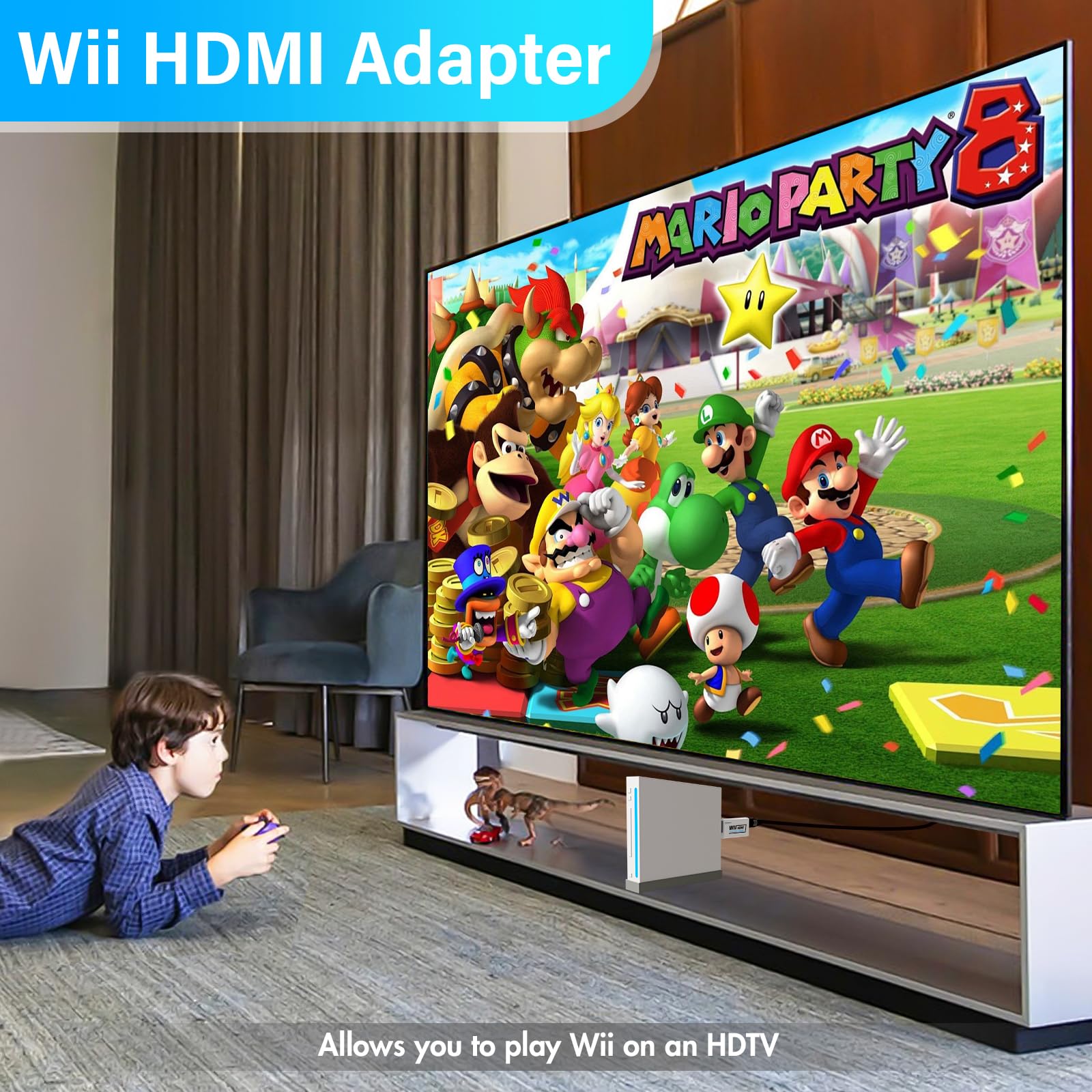 4 in 1 Wii Replacement Cables Set, Wii AC Power Adapter + Wii to hdmi Converter+ Wired Motion Sensor Bar and Composite Audio Video Cable for Nintendo Wii