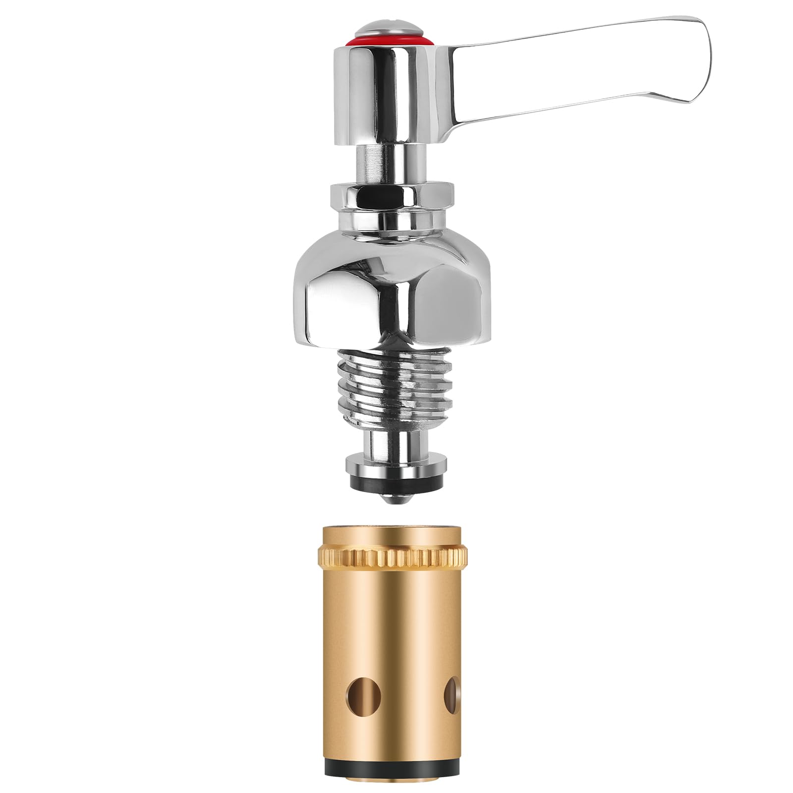 KANONEY Hot Spindle Assembly for 002714-40 Eterna Valve Replacement Red Side Handle Stem Assembly Fit for T&S Brass All Commercial Faucet