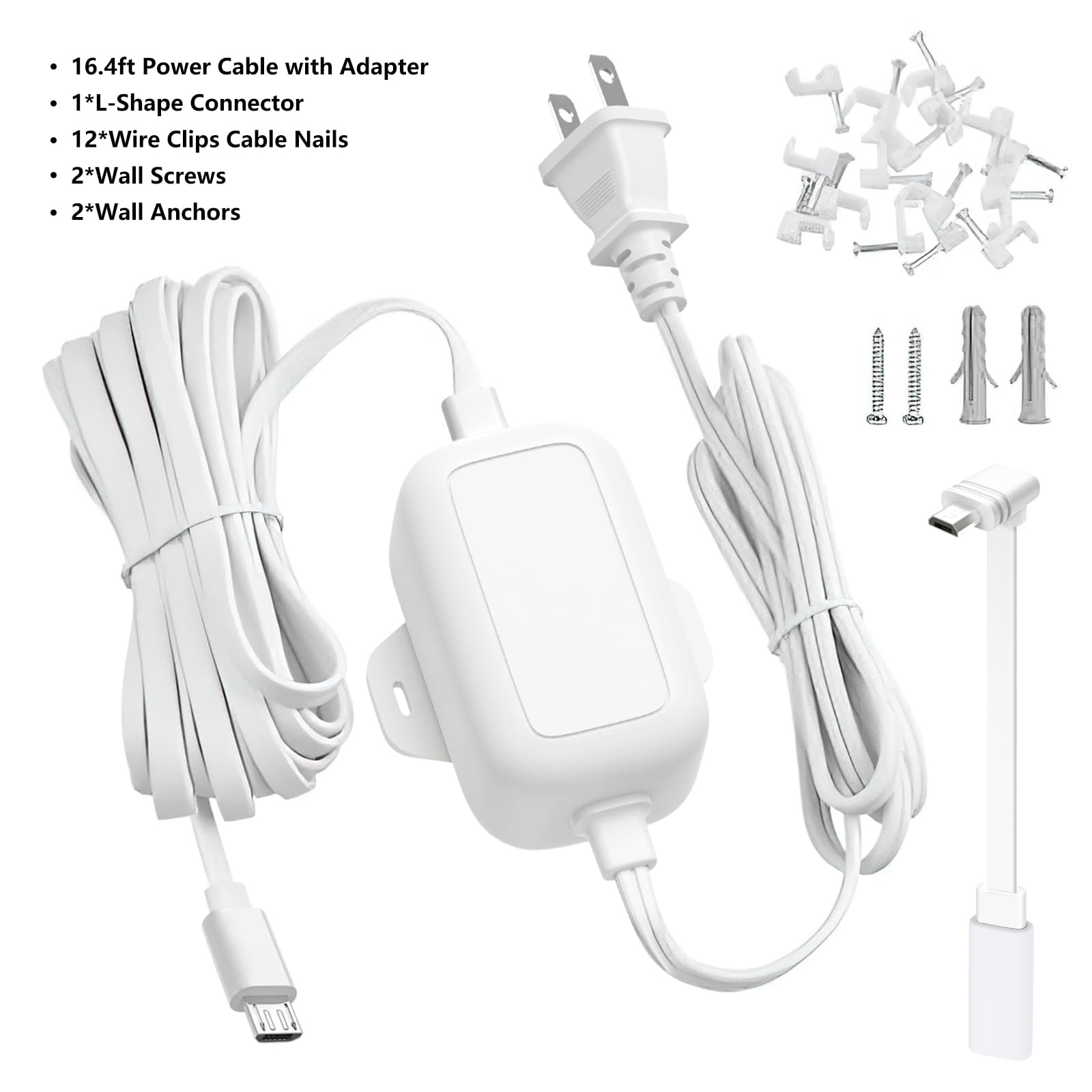 16.4FT Power Cable with Adapter Compatible with WYZE Cam Pan v3, Wyze Cam V4, Wyze Cam OG/V3/ V3 Pro, One-piece Molding with More Waterproof and Rust-proof to Keep 24-hour Power Supply for Outdoor Use
