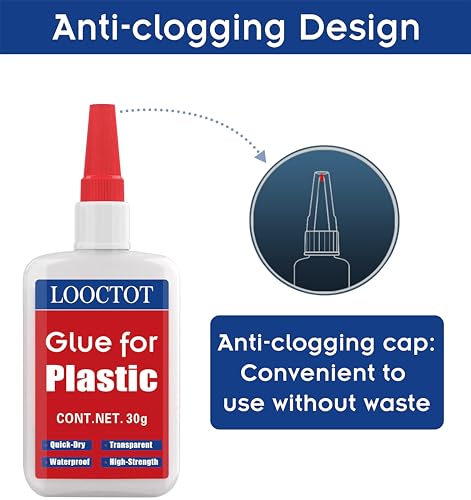 LOOCTOT 30g Plastic Glue,Adhesive for Legos&Miniatures,3D Printing,Toy Car,ABS,PVC;Super Instant Glue Bonding Between Plastics, Waterproof Clear