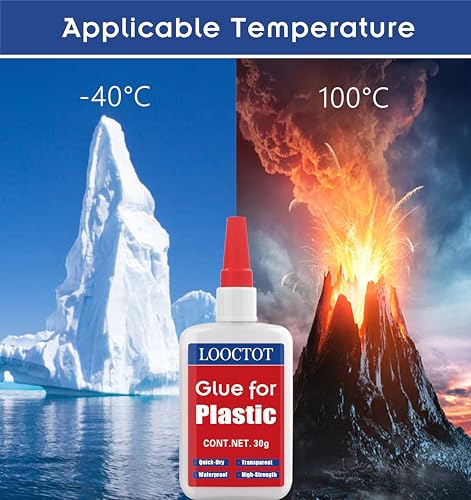 LOOCTOT 30g Plastic Glue,Adhesive for Legos&Miniatures,3D Printing,Toy Car,ABS,PVC;Super Instant Glue Bonding Between Plastics, Waterproof Clear