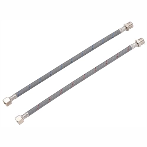 RULIA Faucet Supply Hose Connector, 11.8" Length x 9/16 Female x 9/16 Male Faucet Extension Hose, Nylon Braided Supply Line, 2-Pack, RB2030