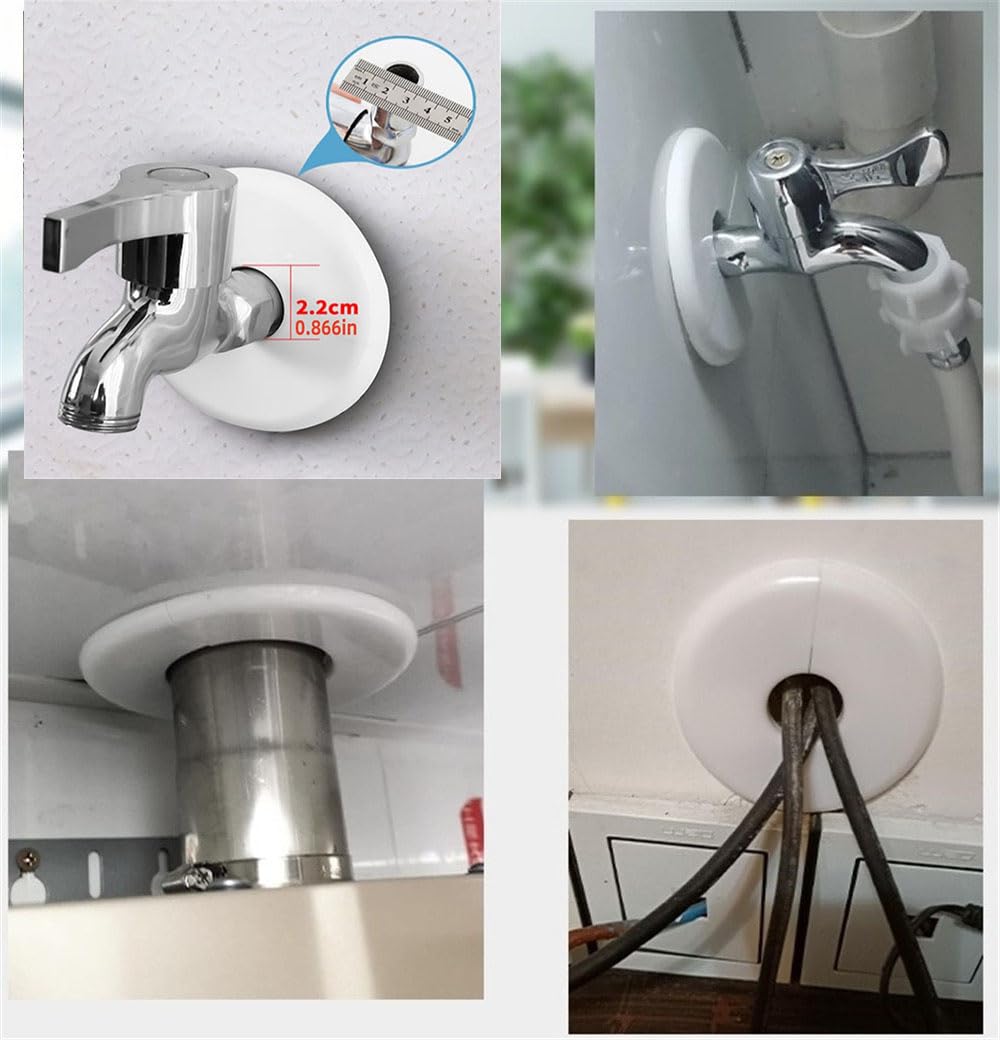 ABS Wall Split Flange Self-Adhesive Tape Round Escutcheon Plate Cover for Water Pipe Faucet Decoration Accessories faucet pipe flange pipe cover (33)