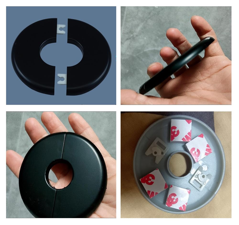 ABS Wall Split Flange Self-Adhesive Tape Round Escutcheon Plate Cover for Water Pipe, Faucet Decoration Accessories (44)