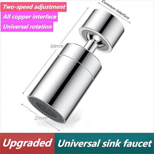 Xanadian Kitchen faucet aerator, 360° rotating and swivelling kitchen faucet aerator, dual function 2 stream faucet head, big angle sink faucet attachment(2 pack)