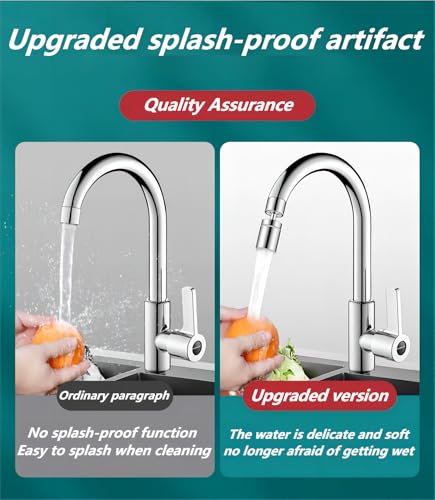 Xanadian Kitchen faucet aerator, 360° rotating and swivelling kitchen faucet aerator, dual function 2 stream faucet head, big angle sink faucet attachment(2 pack)