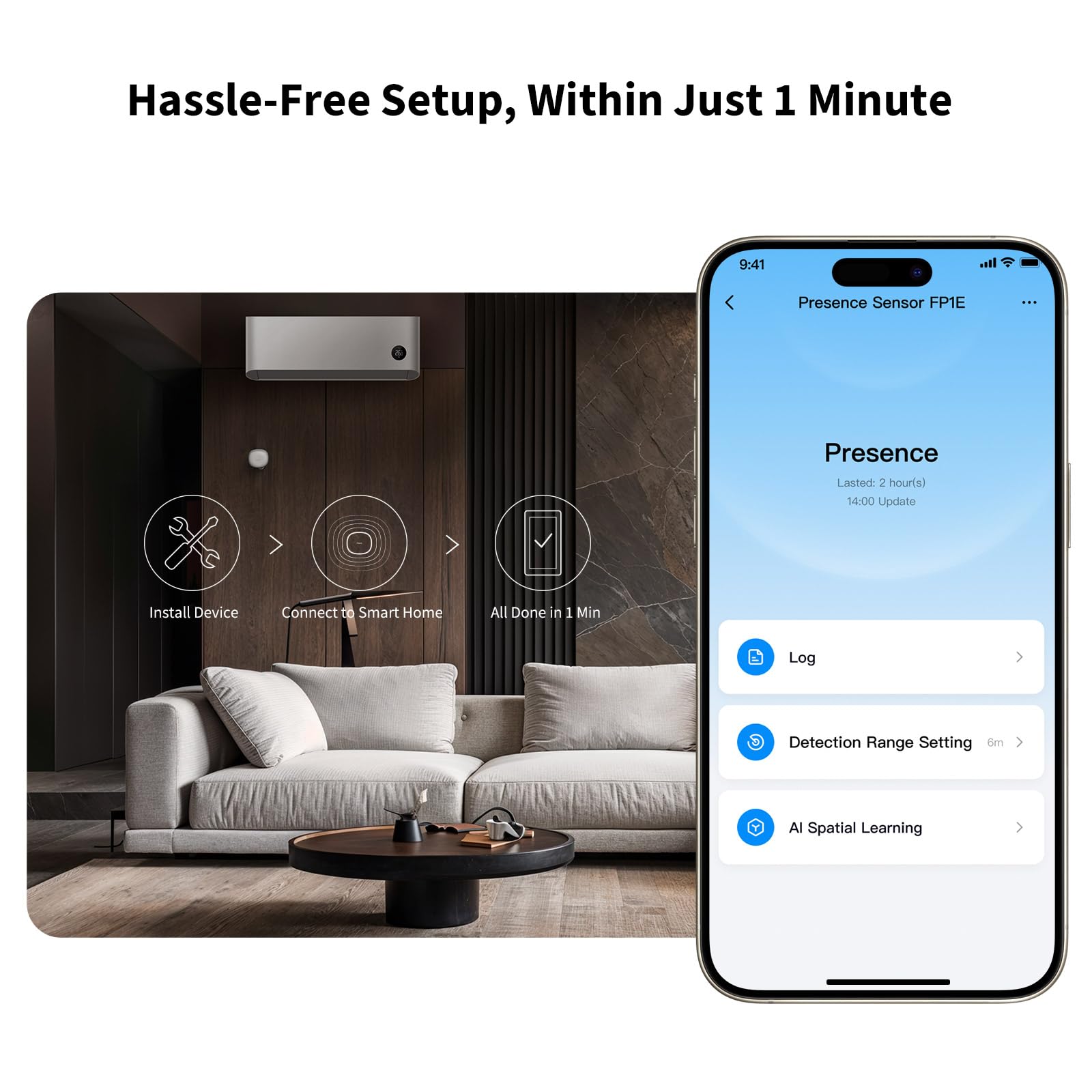 Aqara Presence Sensor FP1E Zigbee 3.0, Requires Aqara HUB, mmWave Radar Wired Motion Sensor, AI Spatial Learning, Supports HomeKit, Alexa, Google Home, SmartThings, Matter Over Bridge