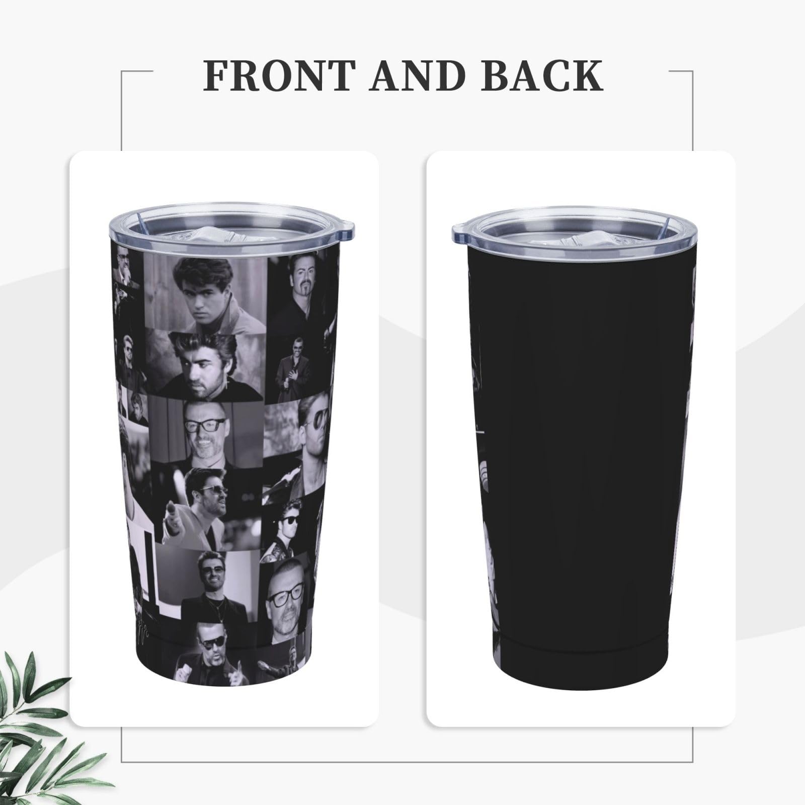 DFAGGQL George Music Michael Stainless Steel Insulated Tumbler Coffee Mug Water Cup Vacuum Bottle with Straw and Lid 20 oz