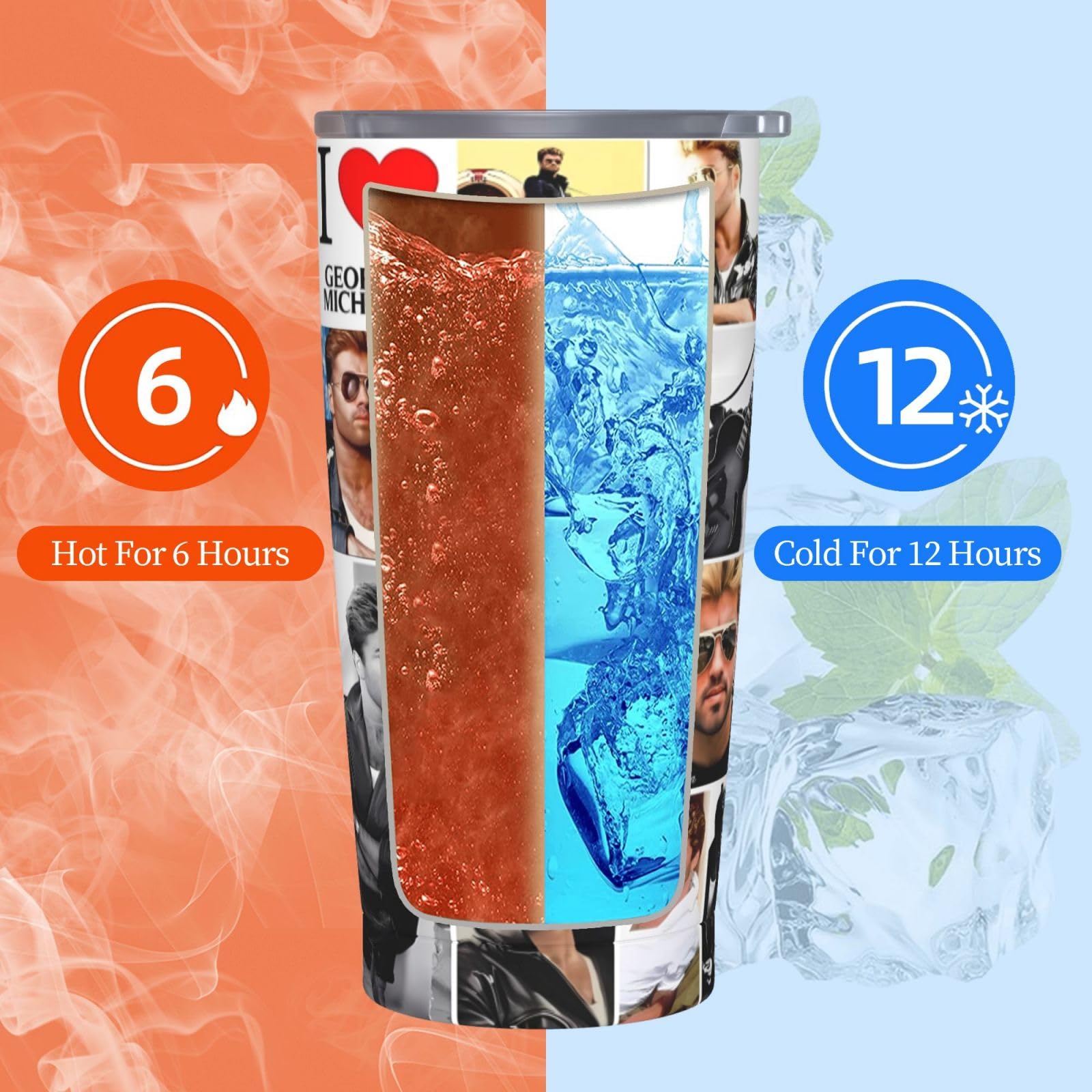 DFAGGQL George Music Michael Stainless Steel Insulated Tumbler Coffee Mug Water Cup Vacuum Bottle with Straw and Lid 20 oz