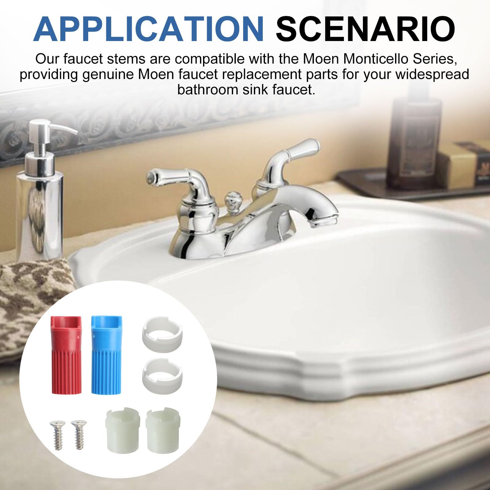 LEDBarz 2025 Upgrade 97479 Stem Extension Kit for Moen Monticello Series Widespread Bathroom Sink Faucet replacement parts for Moen 1222 1224