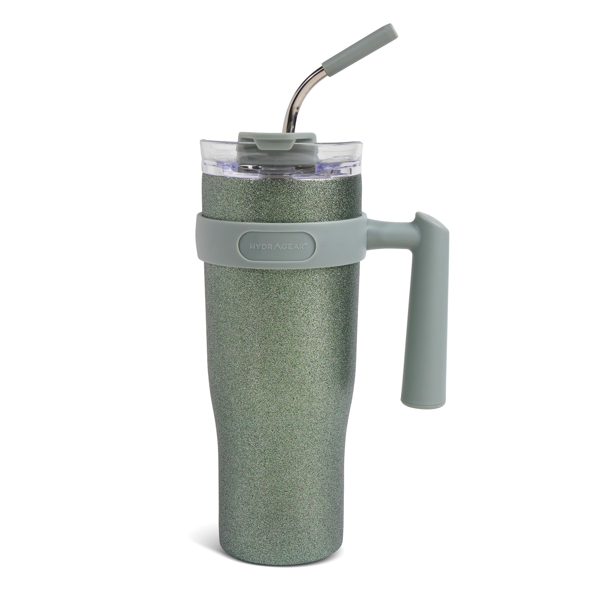 Hydragear Juno Stainless Steel Tumbler with 2-in-1 Lid and Reusable Straw - 40 Oz - Succulent Glitter