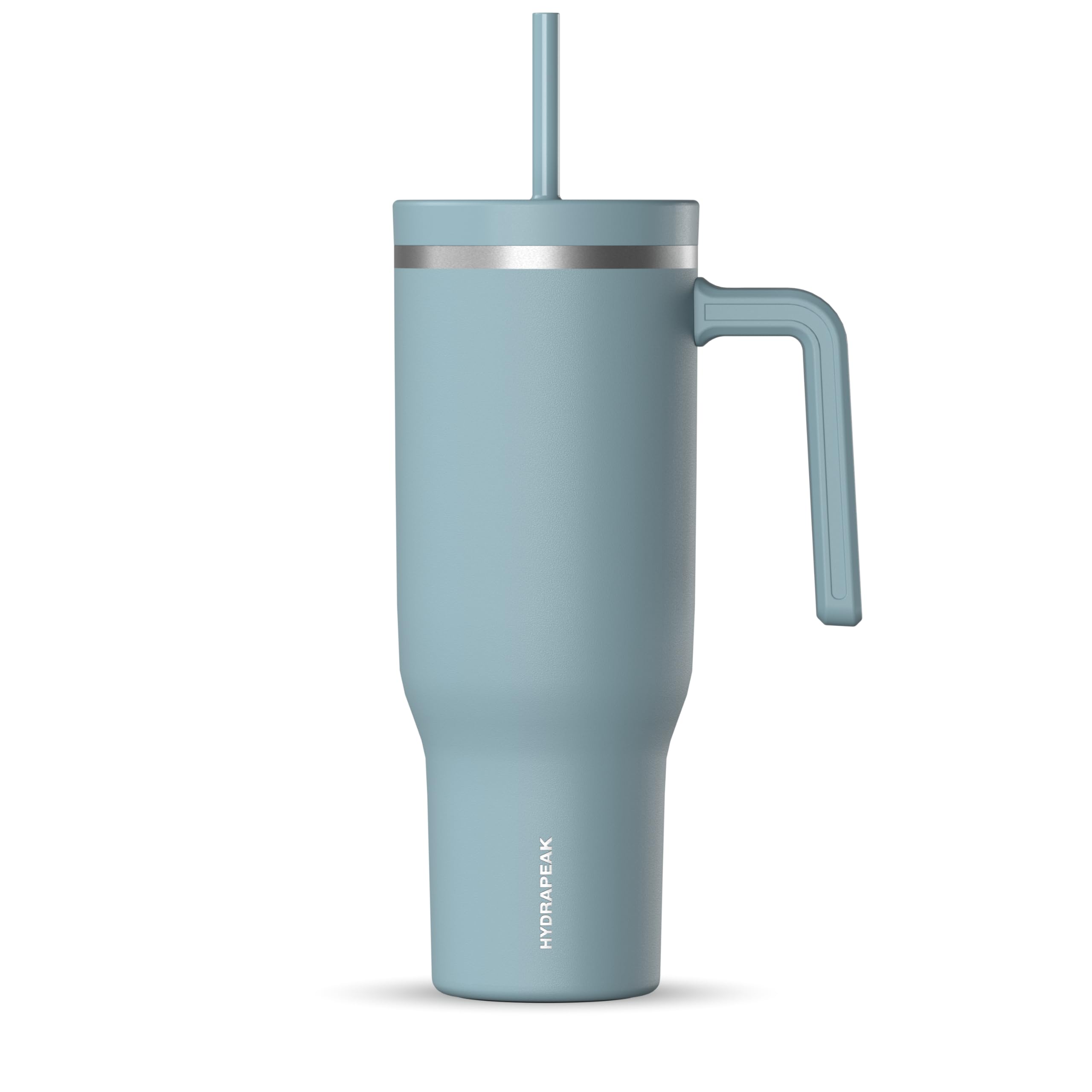 Hydrapeak Voyager 40 Oz Stainless Steel Tumbler with Handle, Insulated Water Bottle With Straw & Lid, Cupholder Friendly Reusable Travel Mug (Agave Blue)