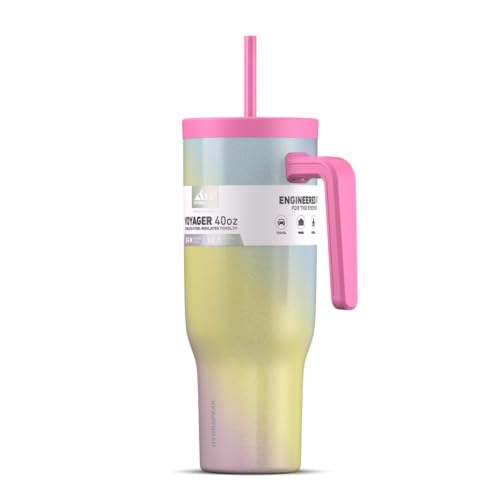 Hydrapeak Voyager 40 Oz Stainless Steel Tumbler with Handle, Insulated Water Bottle With Straw & Lid, Cupholder Friendly Reusable Travel Mug (Swirl)