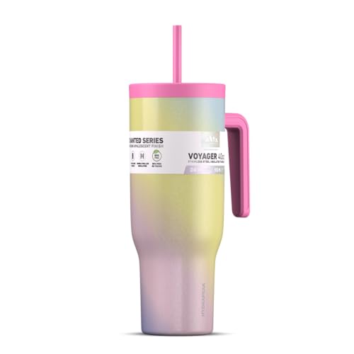 Hydrapeak Voyager 40 Oz Stainless Steel Tumbler with Handle, Insulated Water Bottle With Straw & Lid, Cupholder Friendly Reusable Travel Mug (Swirl)