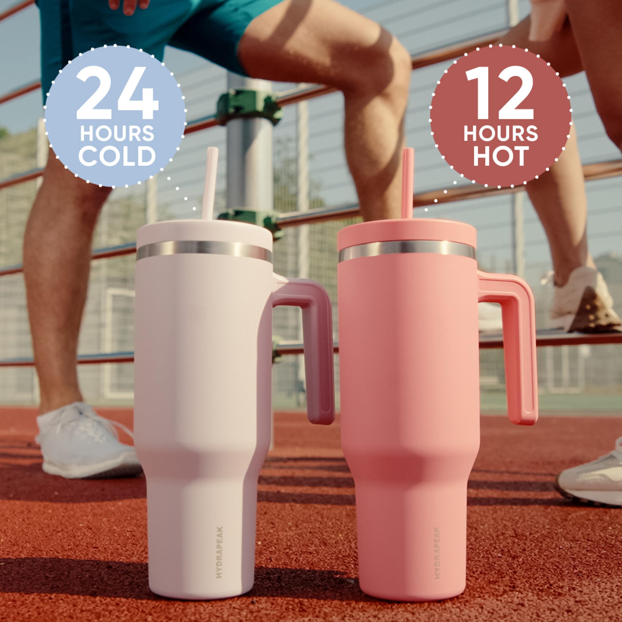 Hydrapeak Voyager 40 Oz Stainless Steel Tumbler with Handle, Insulated Water Bottle With Straw & Lid, Cupholder Friendly Reusable Travel Mug (Sage Leaf)