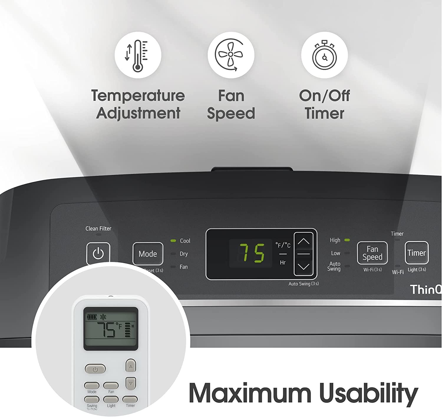 LG 8000 BTU (DOE) / (12000 ASHRAE) Portable Air Conditioners Cools 350 Sqft Easy Install & WiFi App Remote Eco-friendly, Quiet Small & Medium Room Air Conditioner AC Unit Home Gray LP0823GSSM (Renewed)