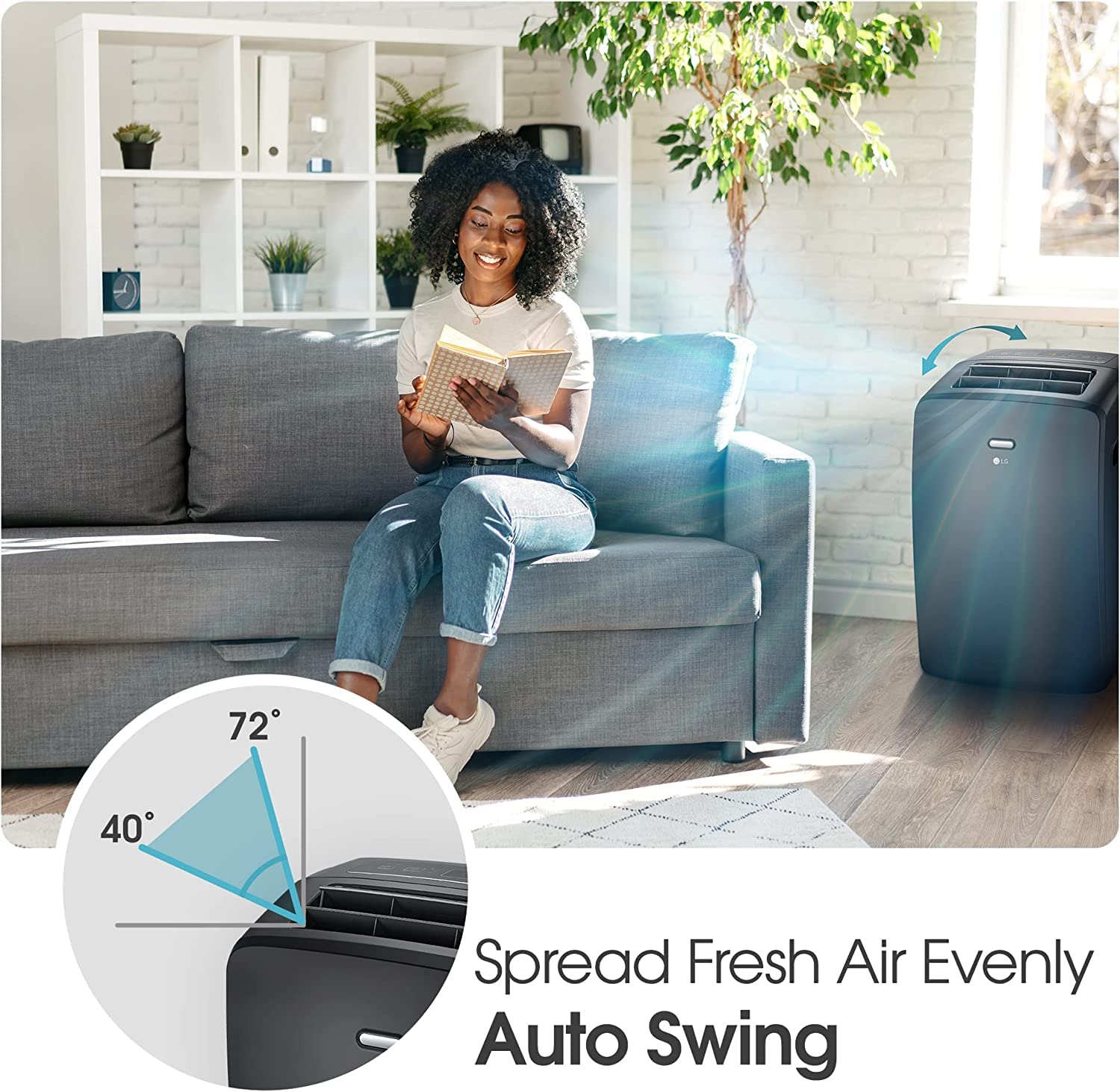 LG 8000 BTU (DOE) / (12000 ASHRAE) Portable Air Conditioners Cools 350 Sqft Easy Install & WiFi App Remote Eco-friendly, Quiet Small & Medium Room Air Conditioner AC Unit Home Gray LP0823GSSM (Renewed)