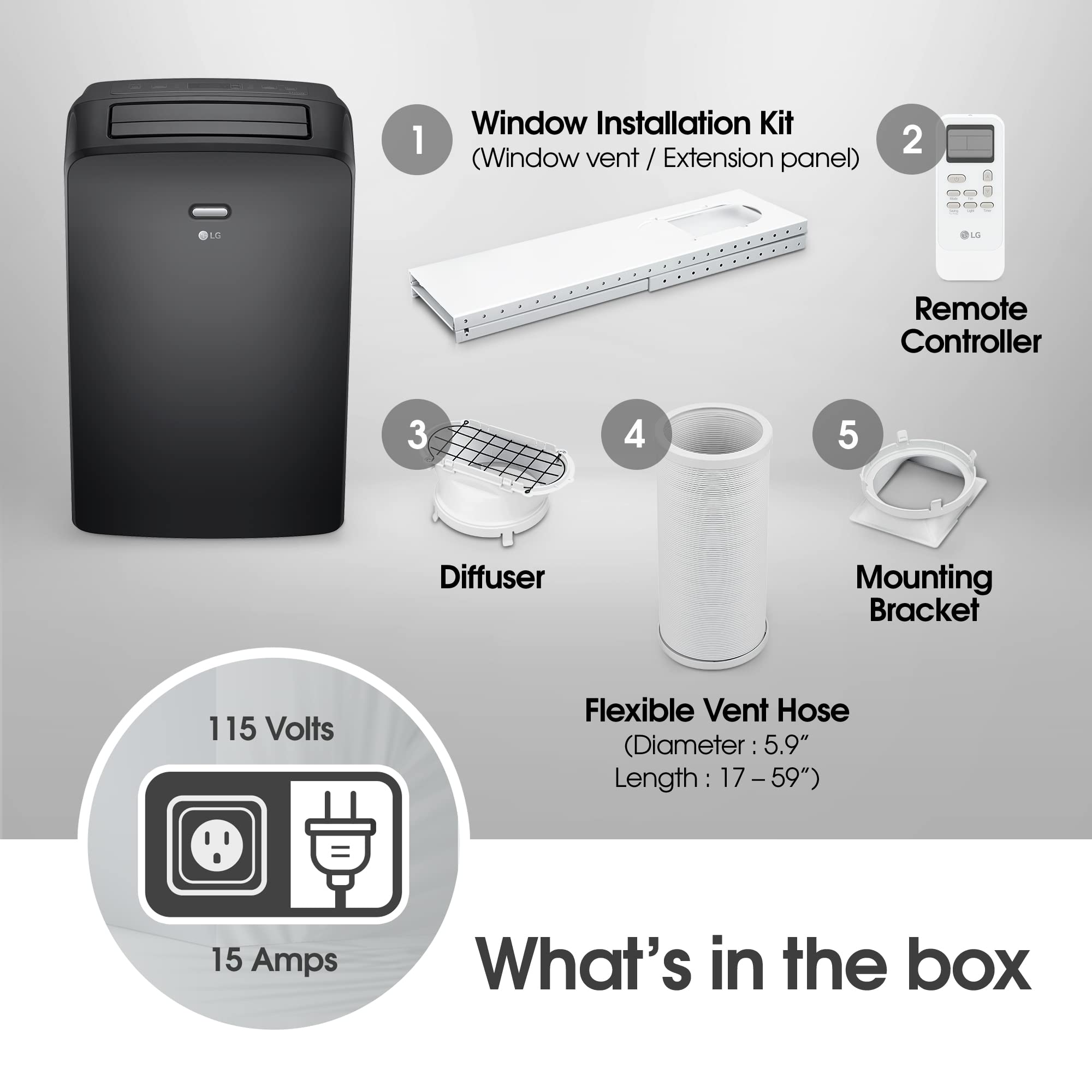 LG 8000 BTU (DOE) / (12000 ASHRAE) Portable Air Conditioners Cools 350 Sqft Easy Install & WiFi App Remote Eco-friendly, Quiet Small & Medium Room Air Conditioner AC Unit Home Gray LP0823GSSM (Renewed)