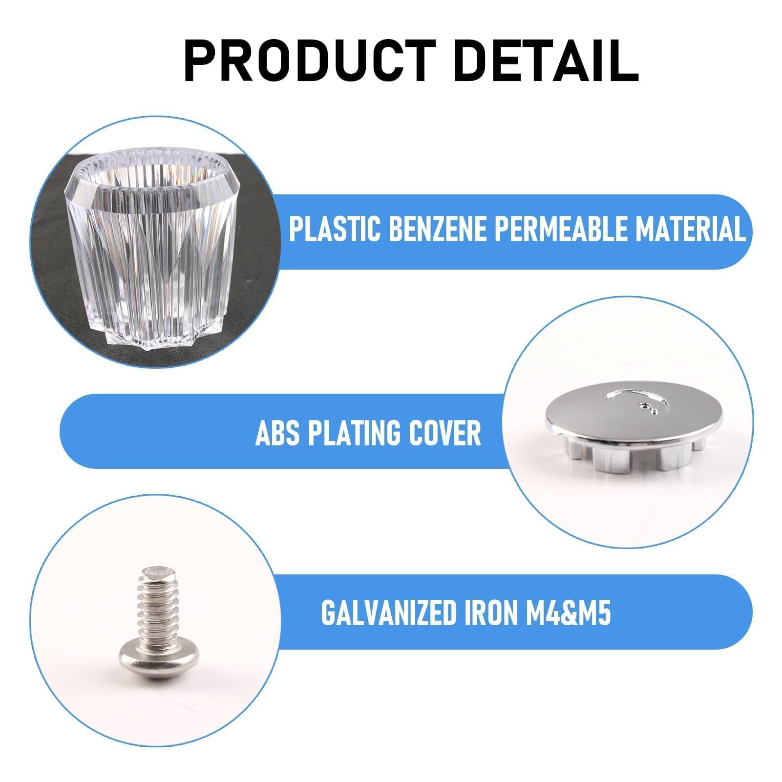 2 Pcs Large Shower Knob Replacement, Acrylic Tub Shower Faucet Handle Compatible with Price Pfister Contessa Windsor, Easy Install Handles for Bathroom Bathtub Kitchen (12 Point Broach Faucet Handle)