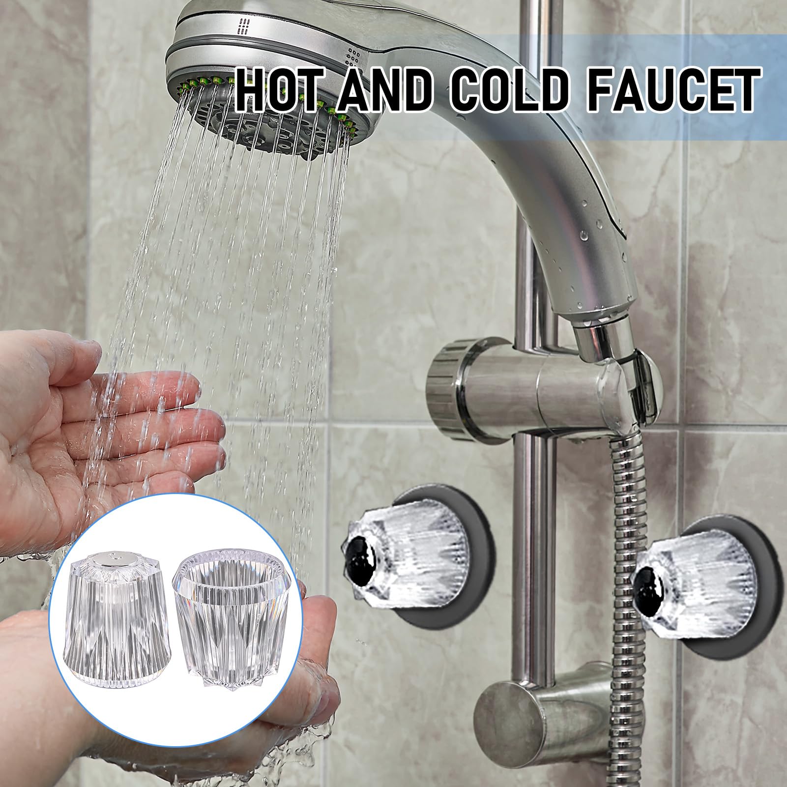 2 Pcs Large Shower Knob Replacement, Acrylic Tub Shower Faucet Handle Compatible with Price Pfister Contessa Windsor, Easy Install Handles for Bathroom Bathtub Kitchen (12 Point Broach Faucet Handle)