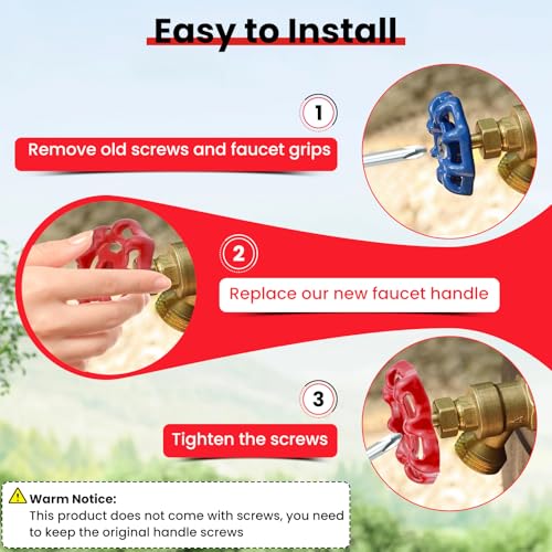 3 PCS Outside Faucet Hose Handles, Cast Iron Bibb Round Wheel Square Stem Hole Spigot Handle Replacement Parts for Outside Hose Bibb, Stopcocks, Valves, Wall Hydrants 15/64 in x 15/64 in (6mm x 6mm)