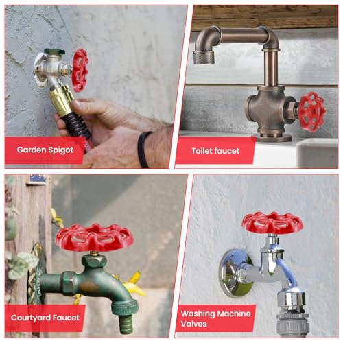 3 PCS Outside Faucet Hose Handles, Cast Iron Bibb Round Wheel Square Stem Hole Spigot Handle Replacement Parts for Outside Hose Bibb, Stopcocks, Valves, Wall Hydrants 15/64 in x 15/64 in (6mm x 6mm)