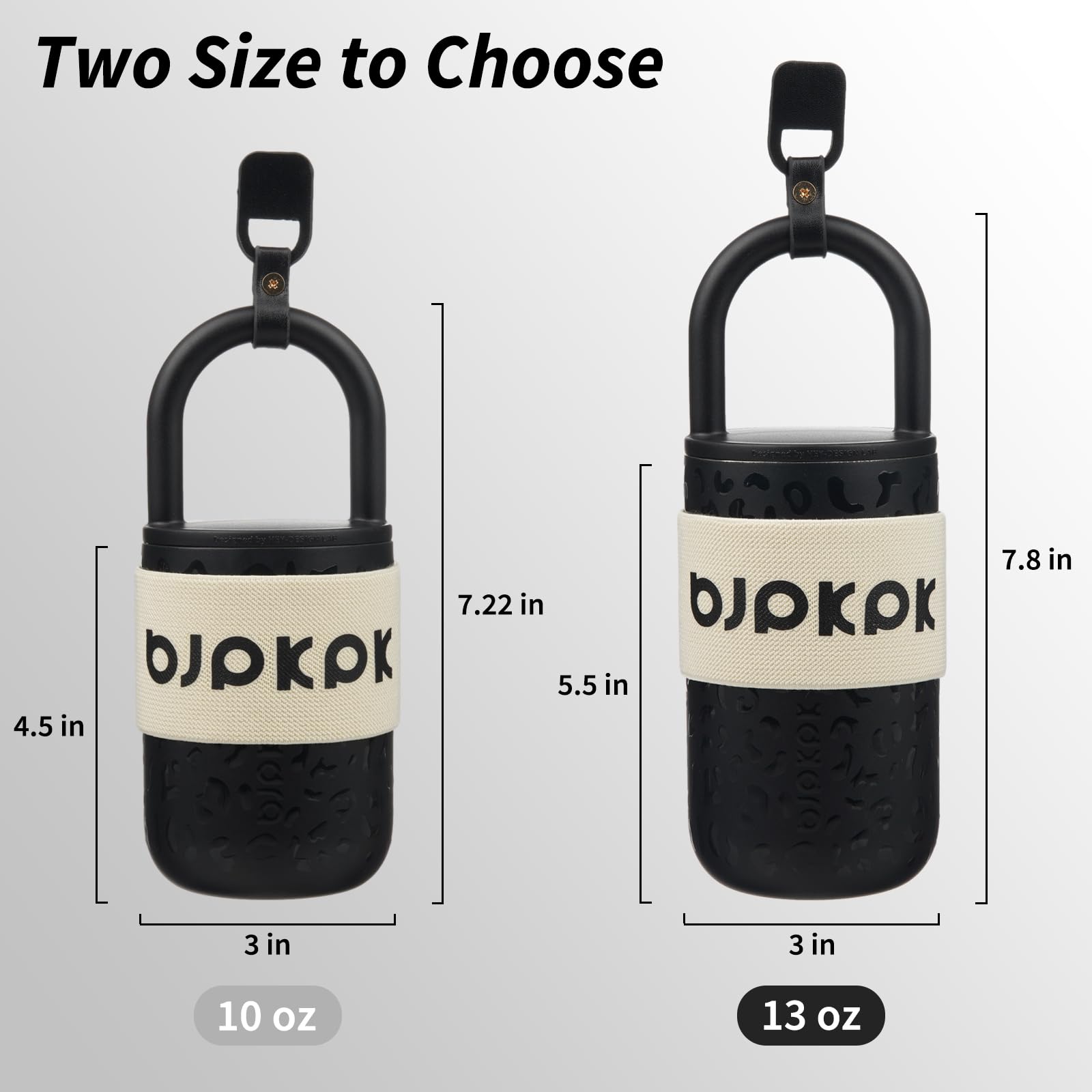 BJPKPK 13oz Insulated Tumbler With Lid And Handle Stainless Steel Travel Mug Loop Coffee Tumbler Cups,Black Leopard