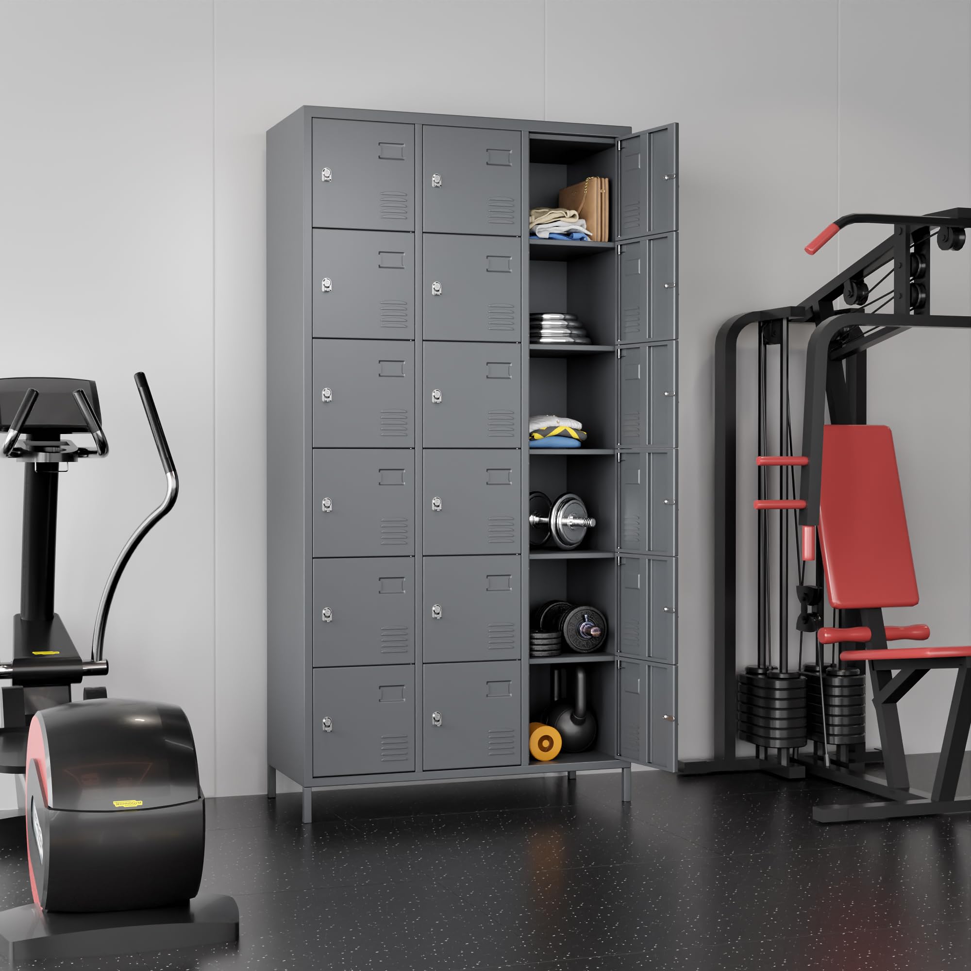 SUXXAN 18 Doors Metal Lockers for Employees for Offices School Gyms Home,Assembly Required,Dark Gray