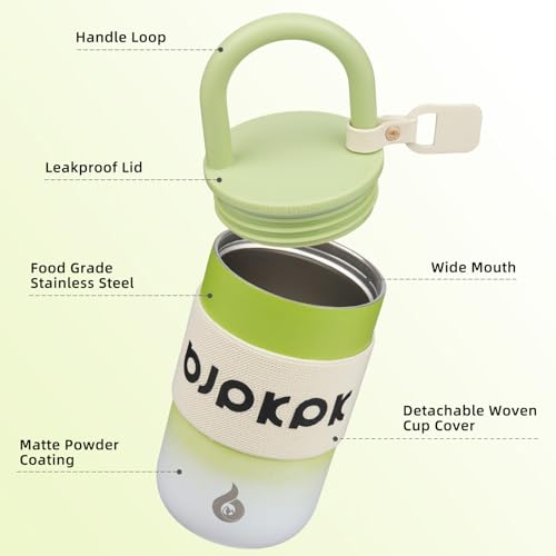 BJPKPK 13oz Tumbler With Lid And Handle Insulated Tumblers Cup Stainless Steel Coffee Mug,Cucumber