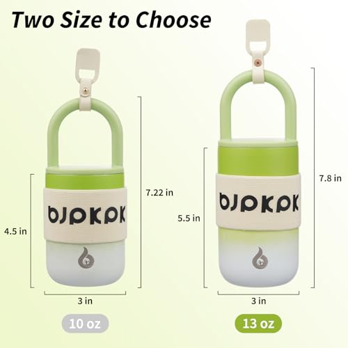 BJPKPK 13oz Tumbler With Lid And Handle Insulated Tumblers Cup Stainless Steel Coffee Mug,Cucumber