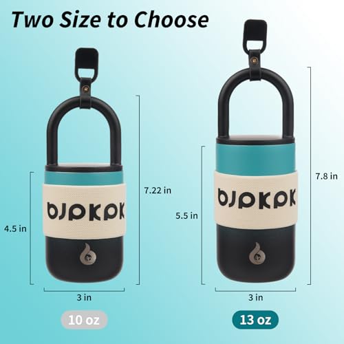BJPKPK 13oz Insulated Loop Tumbler With Lid And Handle Stainless Steel Travel Coffee Mug Thermal Cups,TealBlack