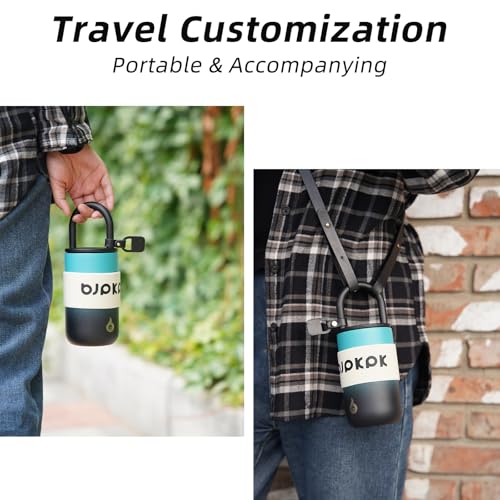 BJPKPK 13oz Insulated Loop Tumbler With Lid And Handle Stainless Steel Travel Coffee Mug Thermal Cups,TealBlack
