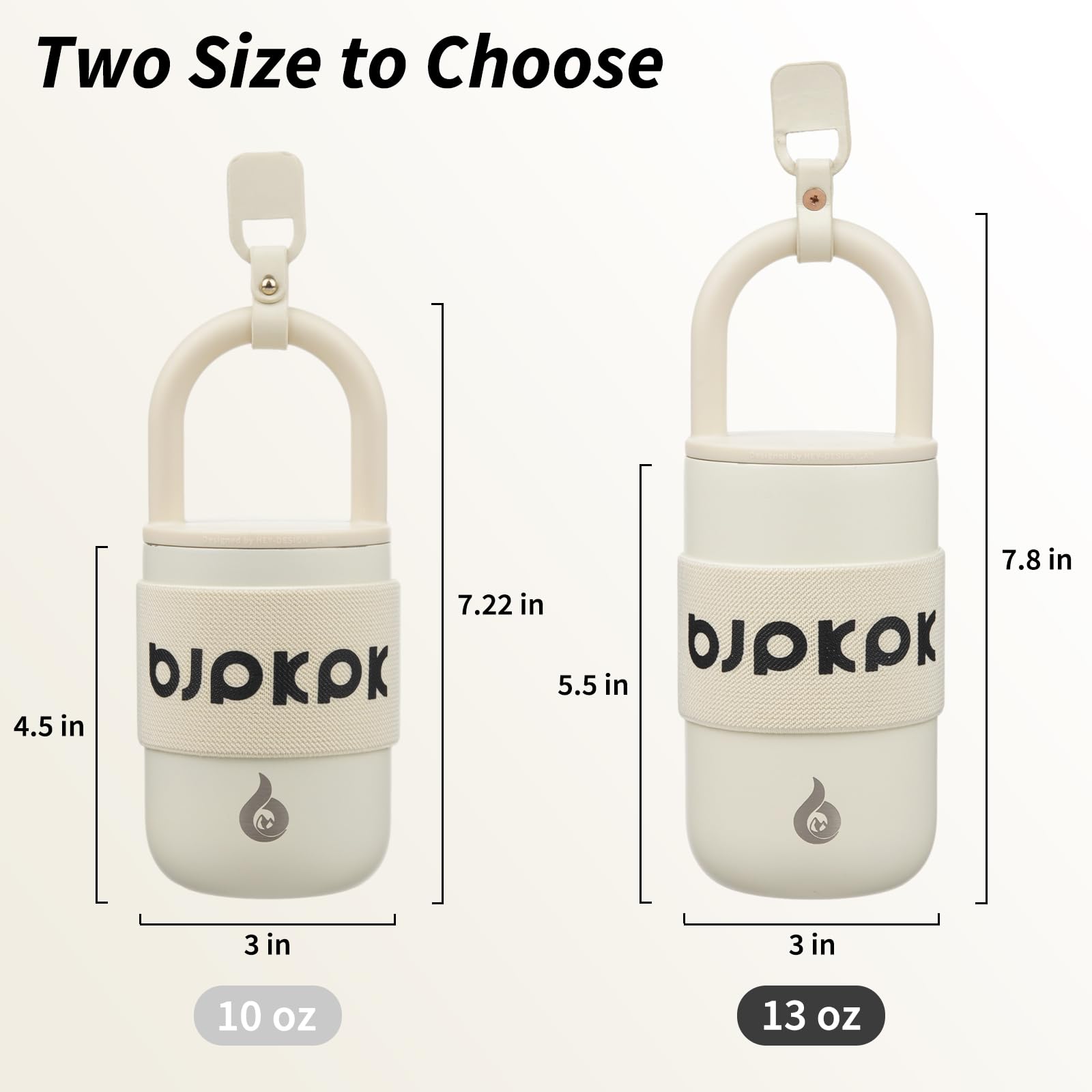 BJPKPK 13oz Insulated Loop Tumbler With Lid And Handle Stainless Steel Travel Coffee Mug Thermal Cups,Beige