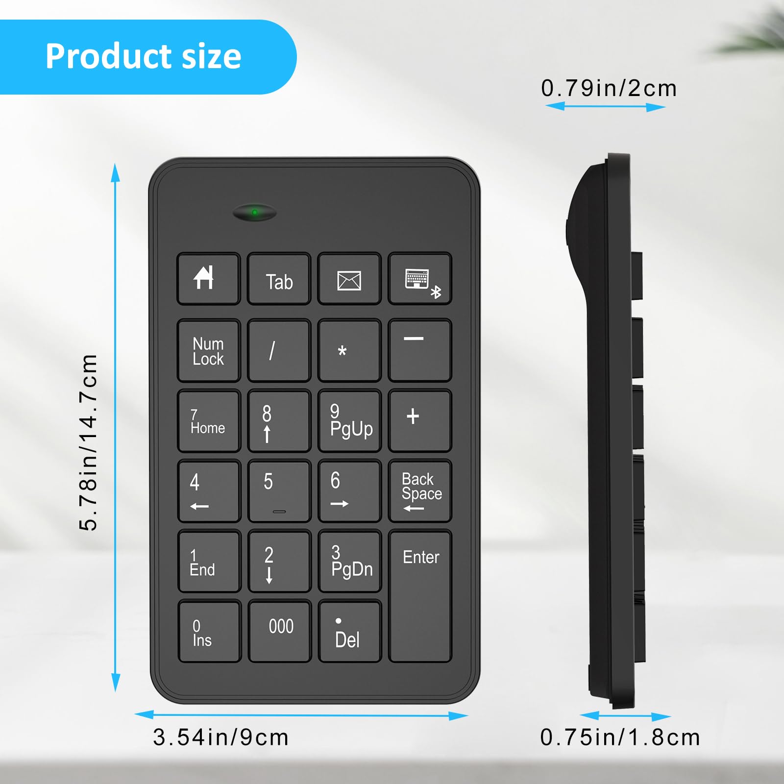 Bluetooth Number Pad with Battery, 23 Keys Wireless Numeric Keypad Upgraded Version of 10 key Keyboard Financial Accounting Numpad Compatible for Laptop, PC, Macbook, Notebook, Desktop,Surface Pro