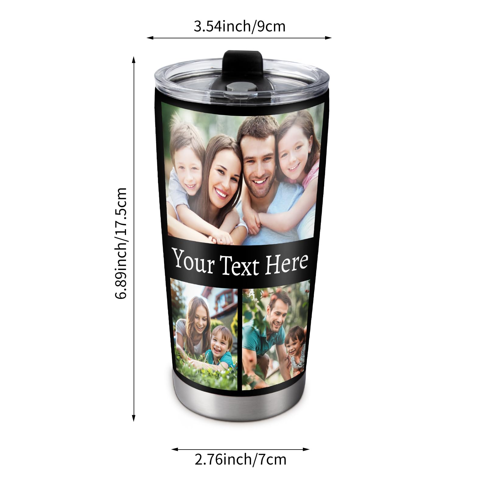 Personalized Coffee Tumbler With Pictures and Texts, Custom 20oz Insulated Travel Cups with Lids, 20oz Custom Stainless Steel Mugs, Gift for Wedding, Anniversary, Birthday…