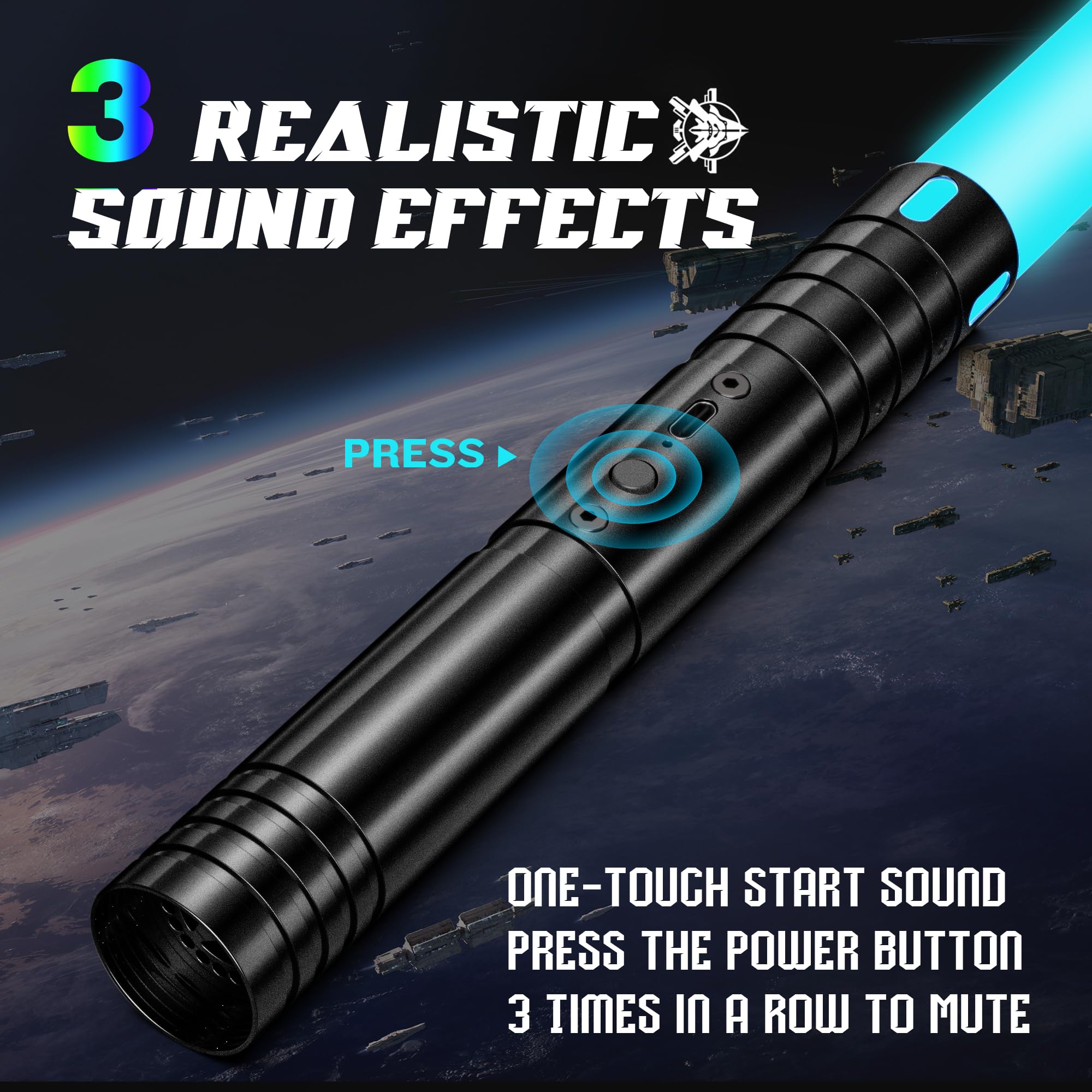 Lightsaber, Lightsabers with FX Sound Motion Sensitive, RGB 15 Colors Light Sabers with on-off Control, Real Dueling Light Saber Sword Toy for Kids, Halloween Xmas Gift, Galaxy War Party, Cosplay, 1PC