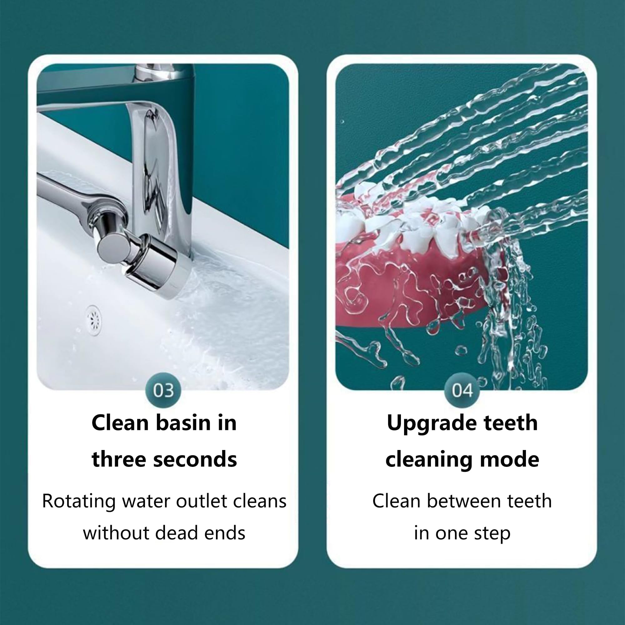 HYERIS 1080° Swivel Faucet Aerator,Twist and Swivel Kitchen Bathroom Sink Aerator,Universal Robotic Arm,Pressurized Water Saving Faucet Aerator & Diverter Valve,Two Water Outlet Modes Nozzle.