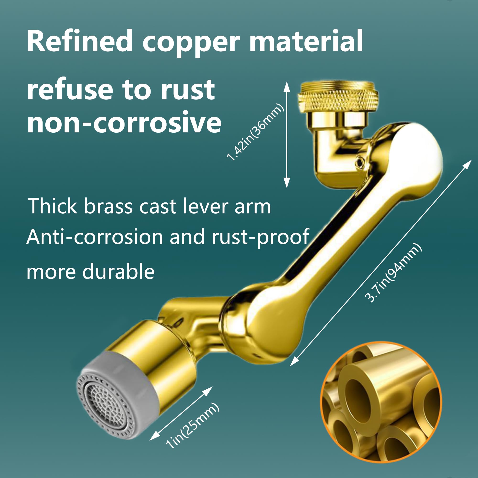 HYERIS 1080° Swivel Faucet Aerator,Twist and Swivel Kitchen Bathroom Sink Aerator,Universal Robotic Arm,Pressurized Water Saving Faucet Aerator & Diverter Valve,Two Water Outlet Modes Nozzle.