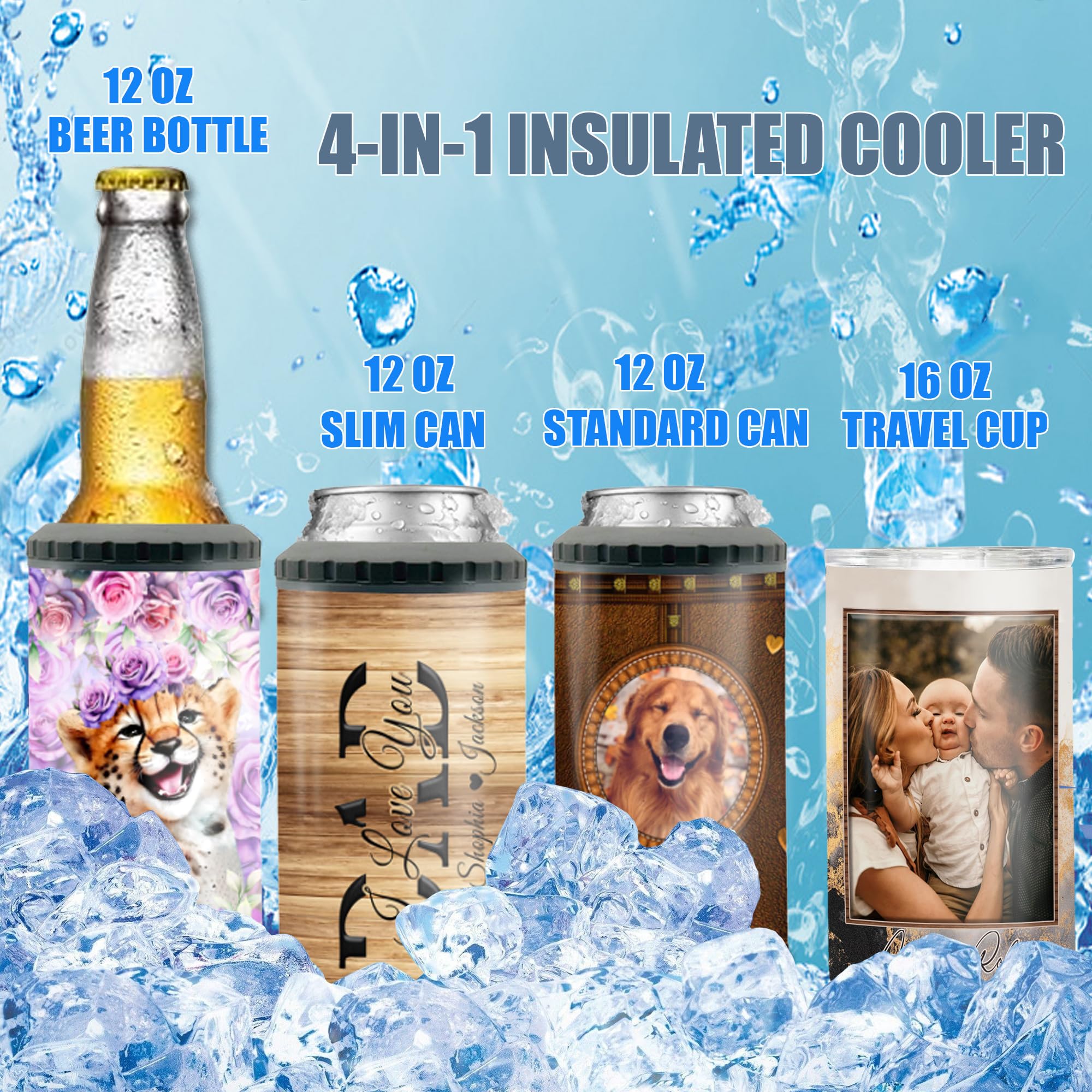 Personalized Mechanic Can Cooler 4 in 1 Holder Cup with Lid Customized Name 16oz Beer Drinking Gifts for Men Dad Birthday Fathers Day Retirement